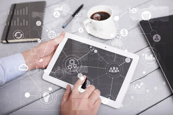 Template for text, Virtual screen Background with icons. Business ...