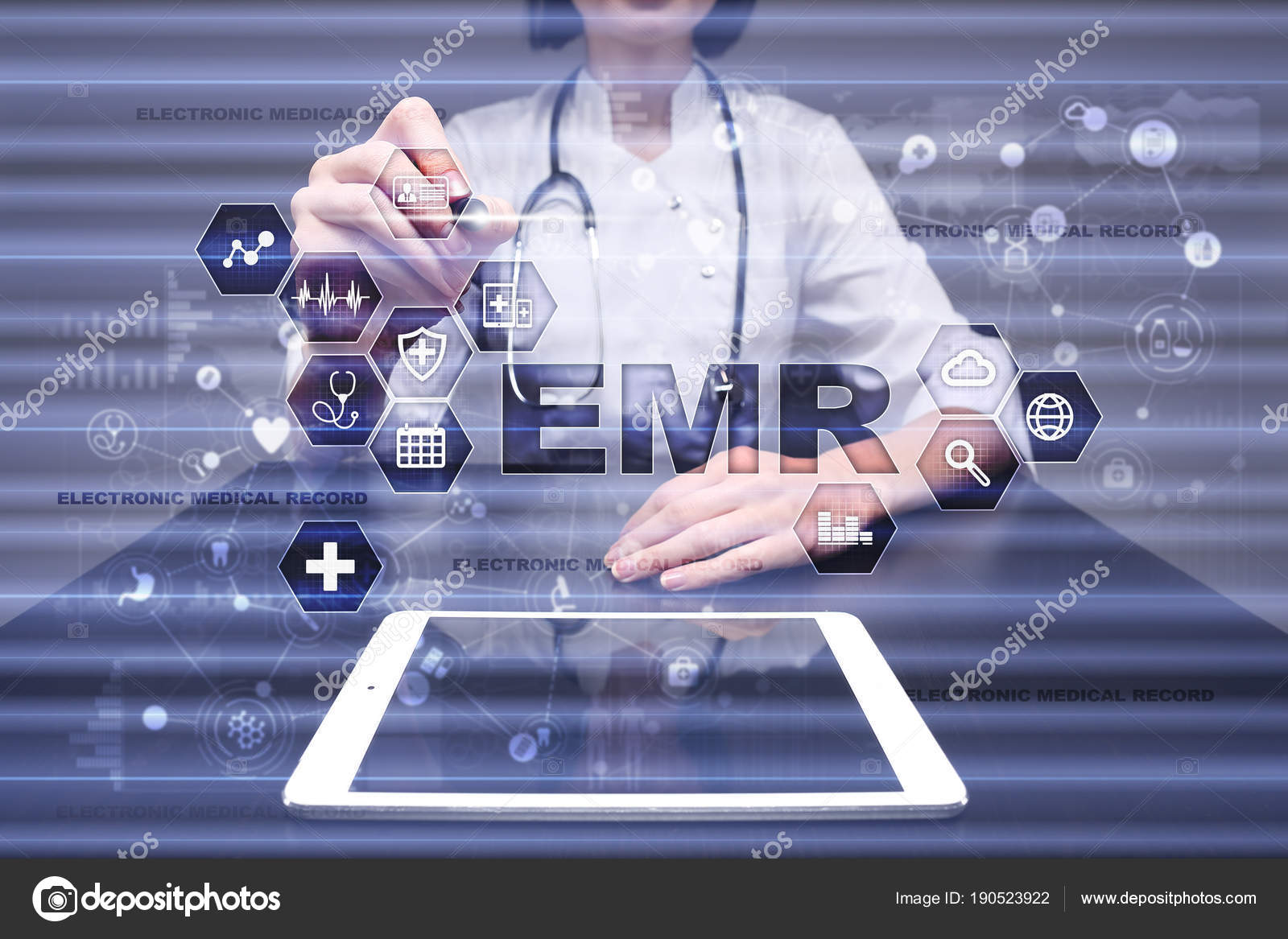 Electronic health record. EHR, EMR. Medicine and healthcare concept ...