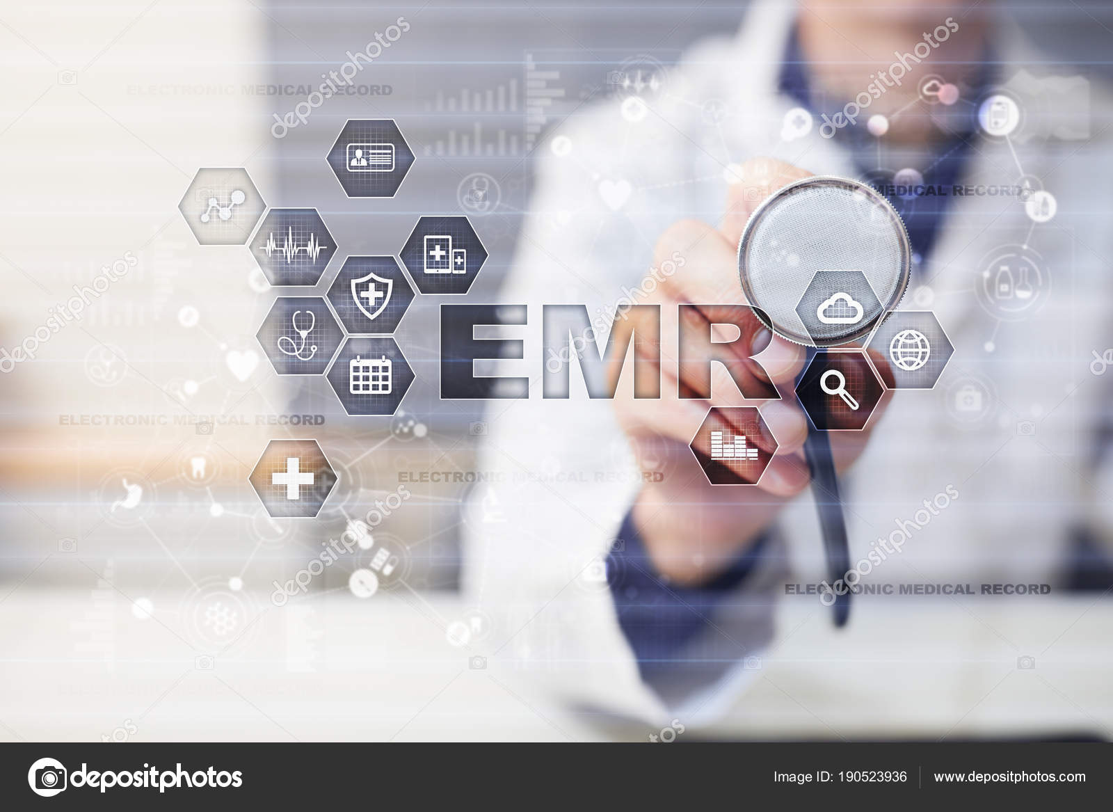 Electronic health record. EHR, EMR. Medicine and healthcare concept ...
