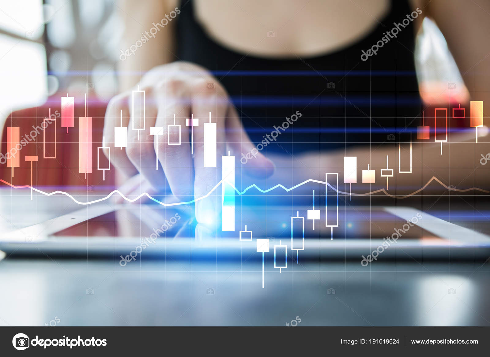 Diagrams and graphs on virtual screen. Business strategy, data analysis ...