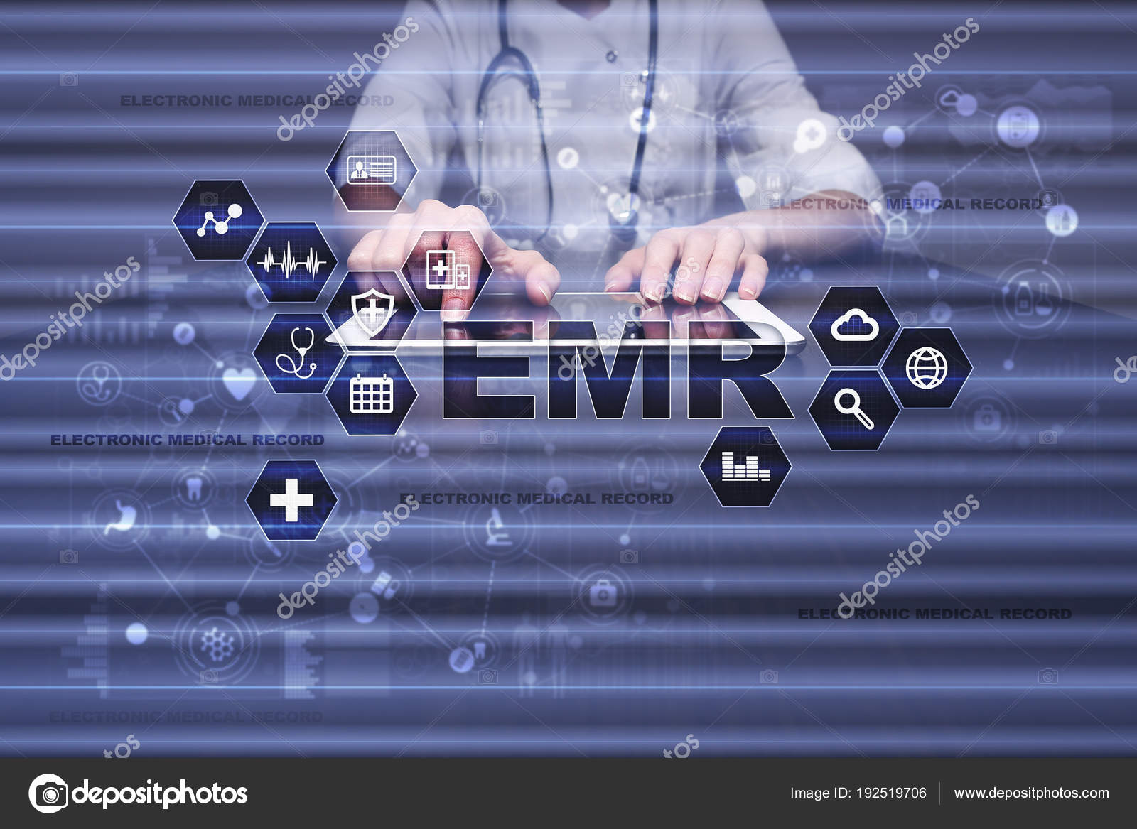 Electronic health record. EHR, EMR. Medicine and healthcare concept ...
