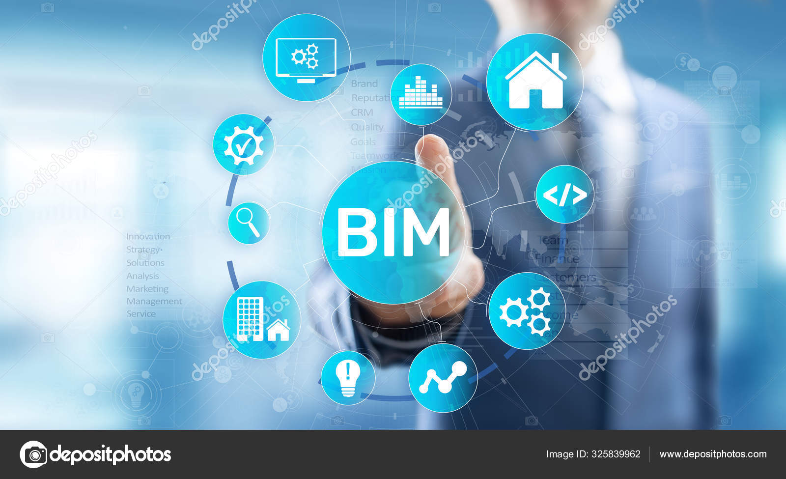 BIM Building Information Modeling Technology concept on virtual screen ...