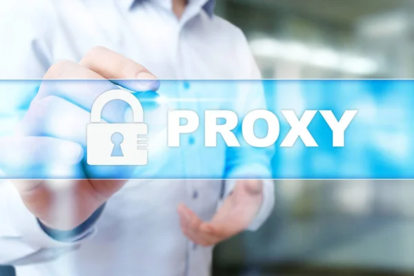 Proxy, VPN, Secure internet connection concept on virtual screen ...
