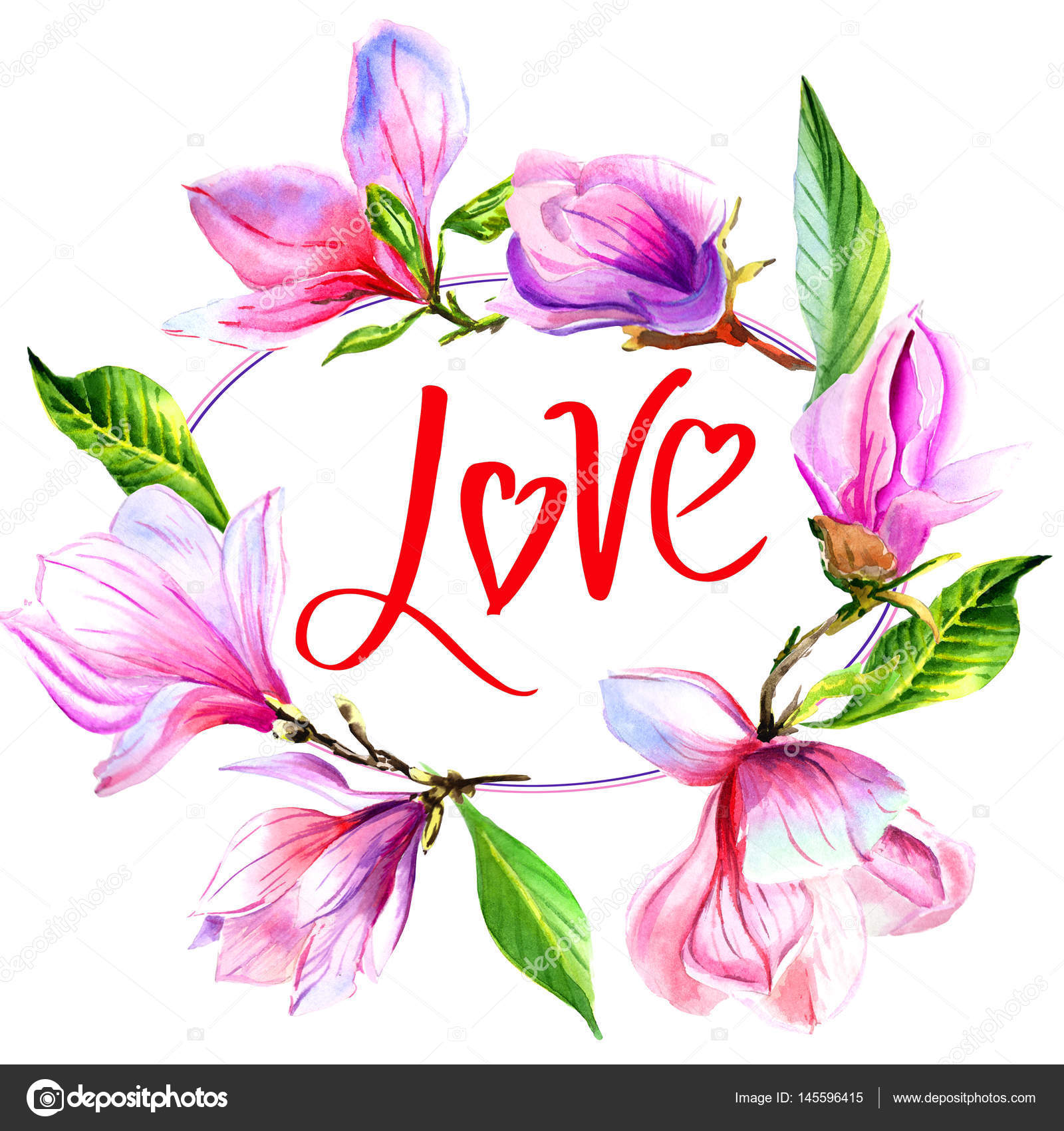 Wildflower magnolia flower frame in a watercolor style isolated. Stock ...