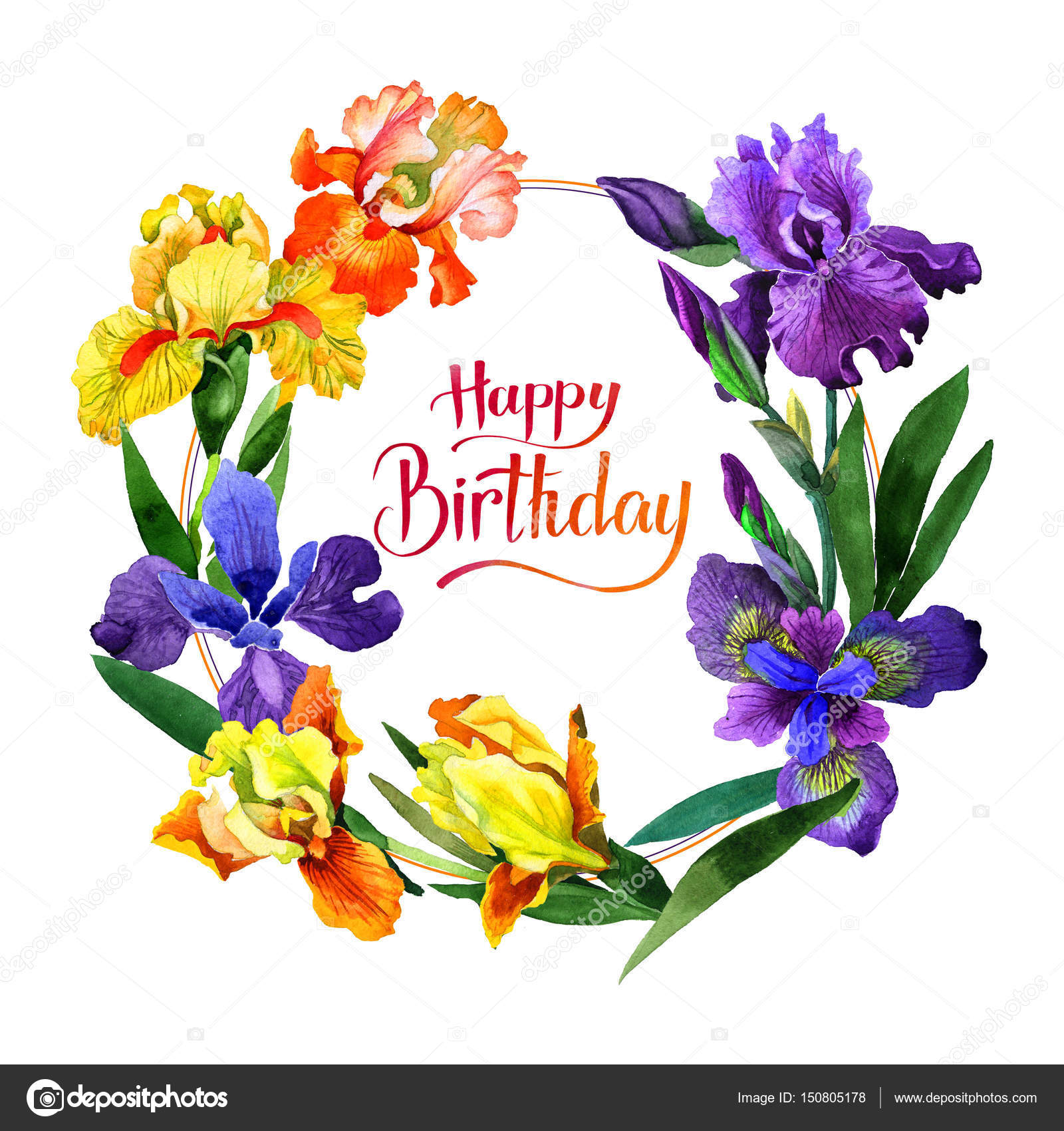 Wildflower iris flower frame in a watercolor style isolated. — Stock ...