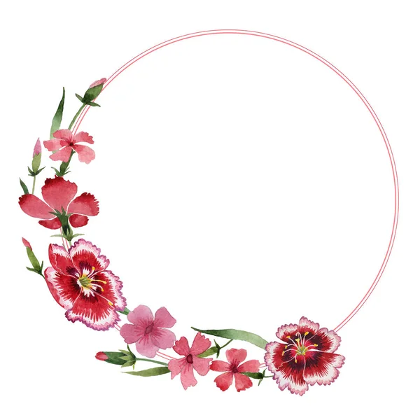 Wildflower carnation flower frame in a watercolor style isolated. Stock ...