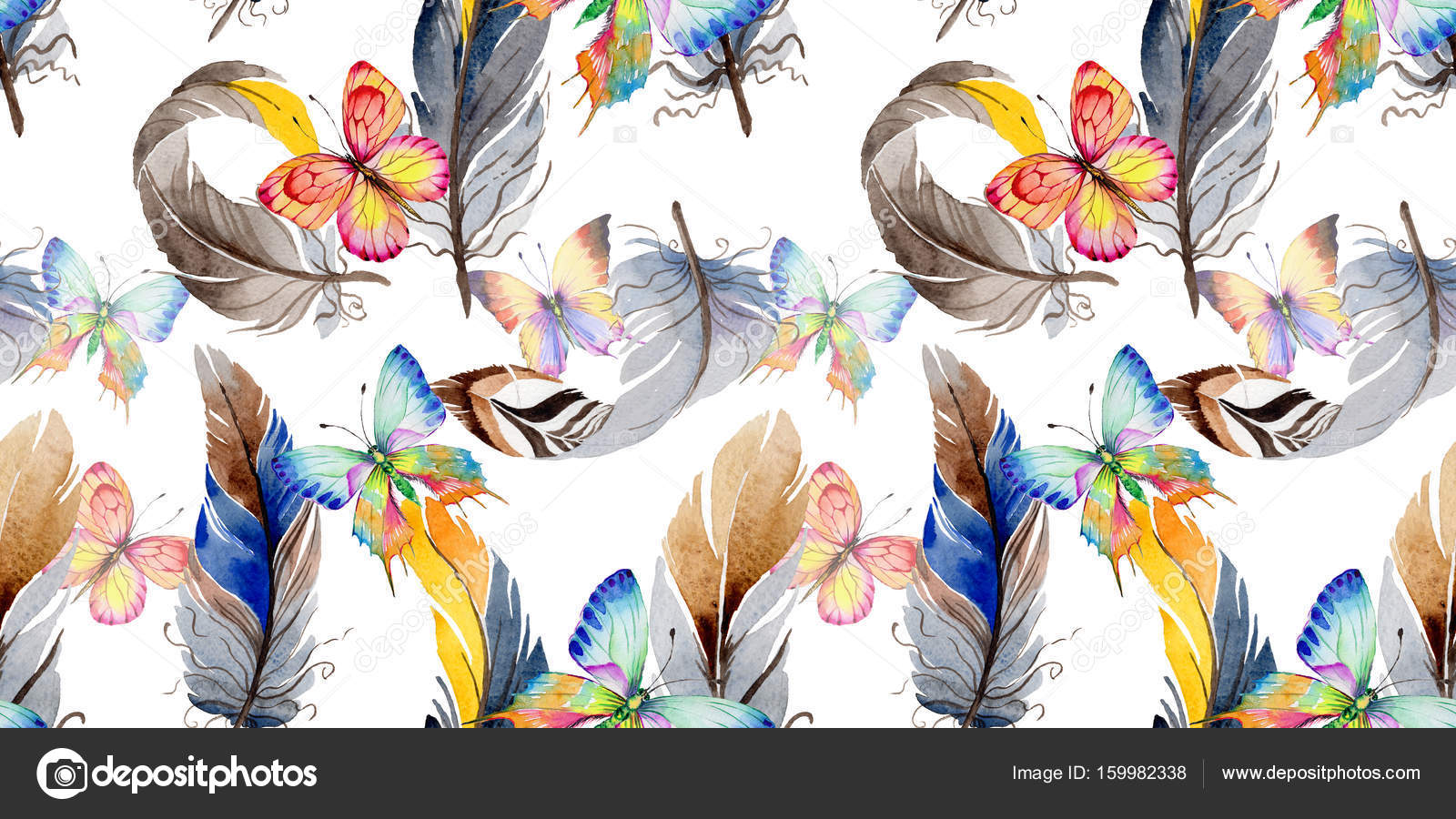 Watercolor bird feather from wing pattern. Stock Photo by ©MyStocks ...