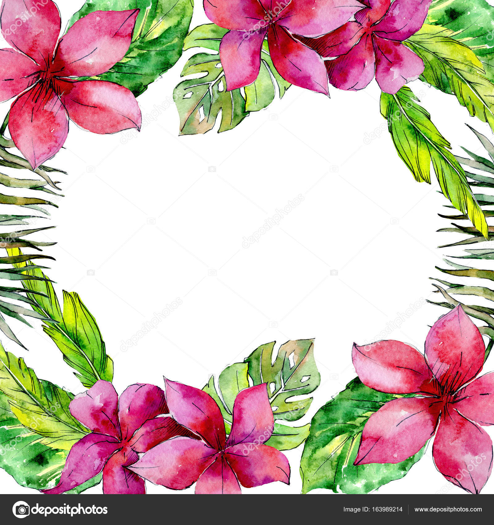 Hawaiian Palm Trees And Flowers