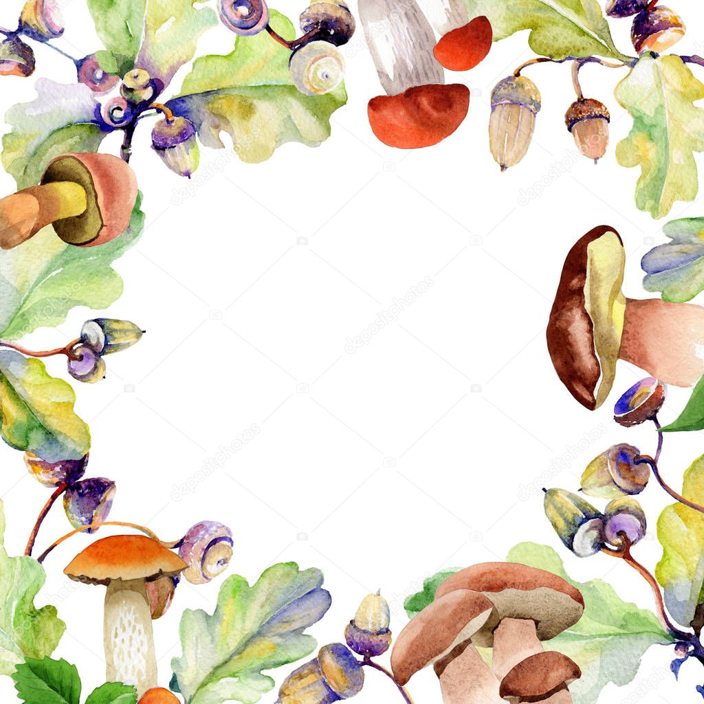 Forest acorn frame in a hand drawn watercolor style. — Stock Photo ...