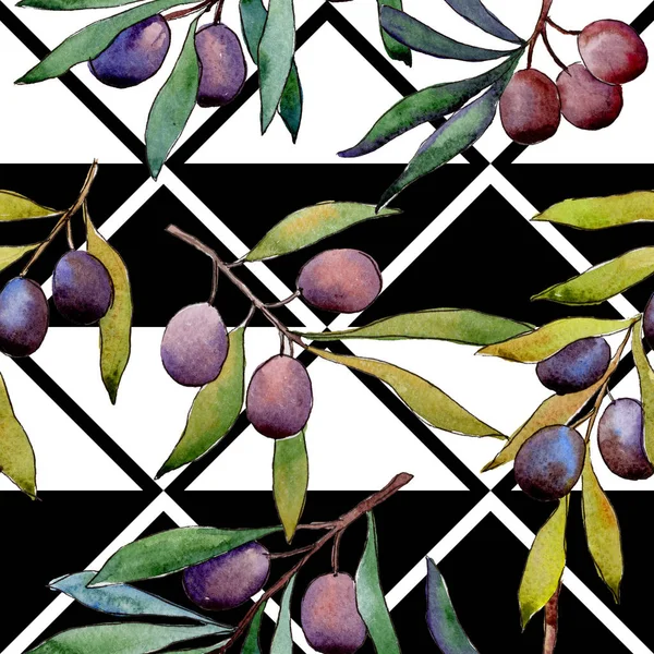 Olive tree pattern in a watercolor style. Stock Illustration by ...