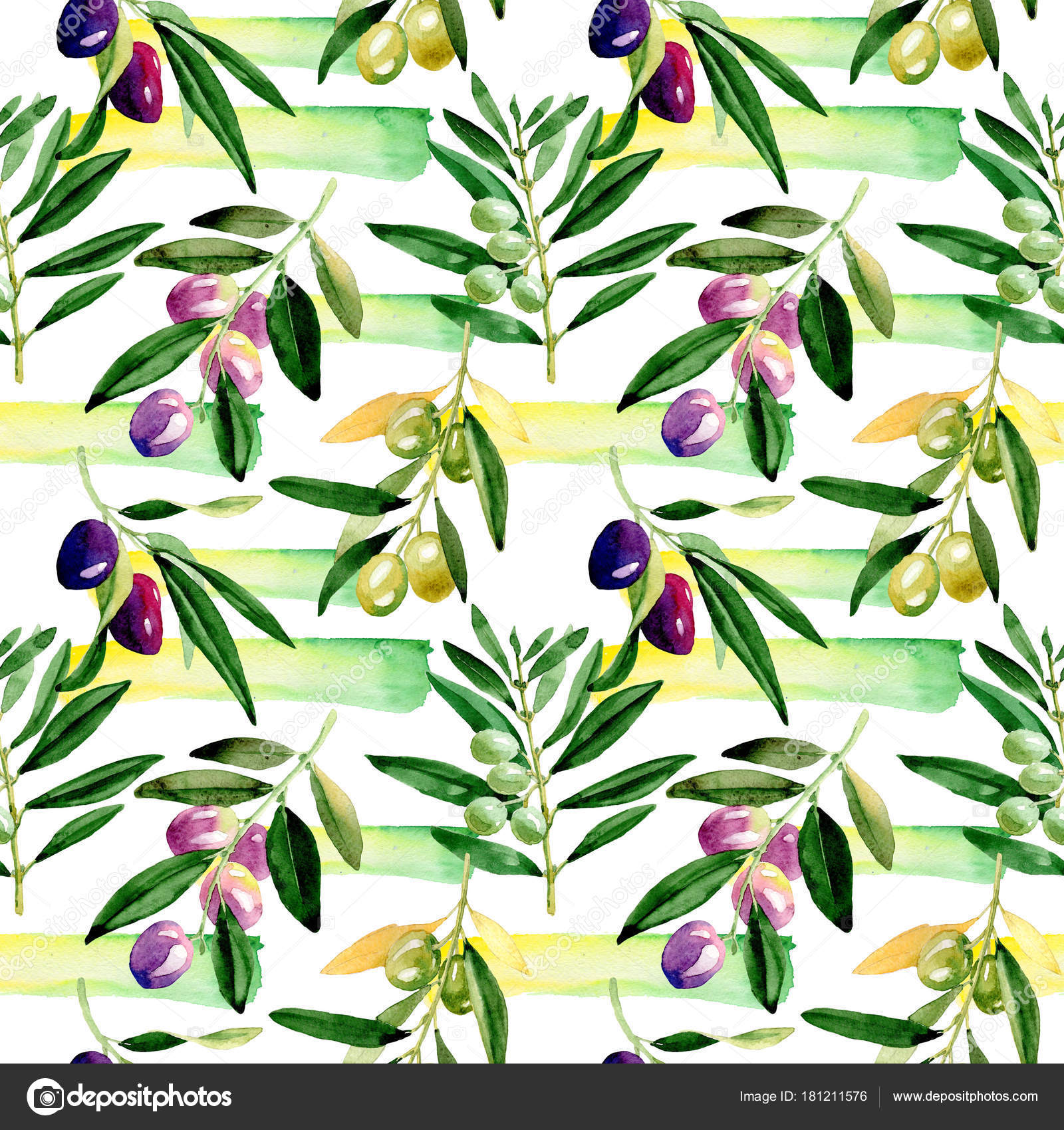 Olive tree pattern in a watercolor style. Stock Photo by ©MyStocks ...