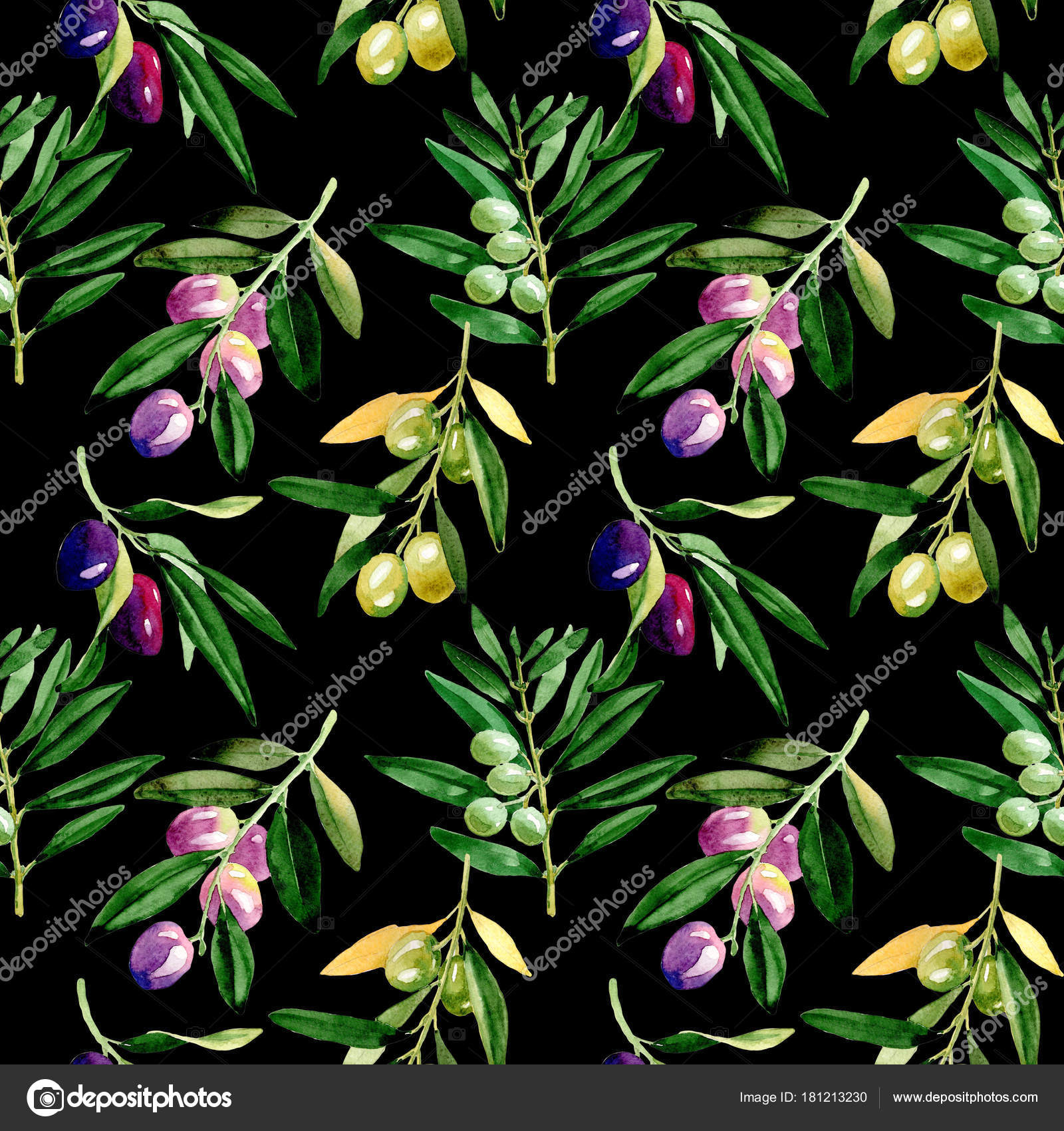 Olive tree pattern in a watercolor style. Stock Photo by ©MyStocks ...