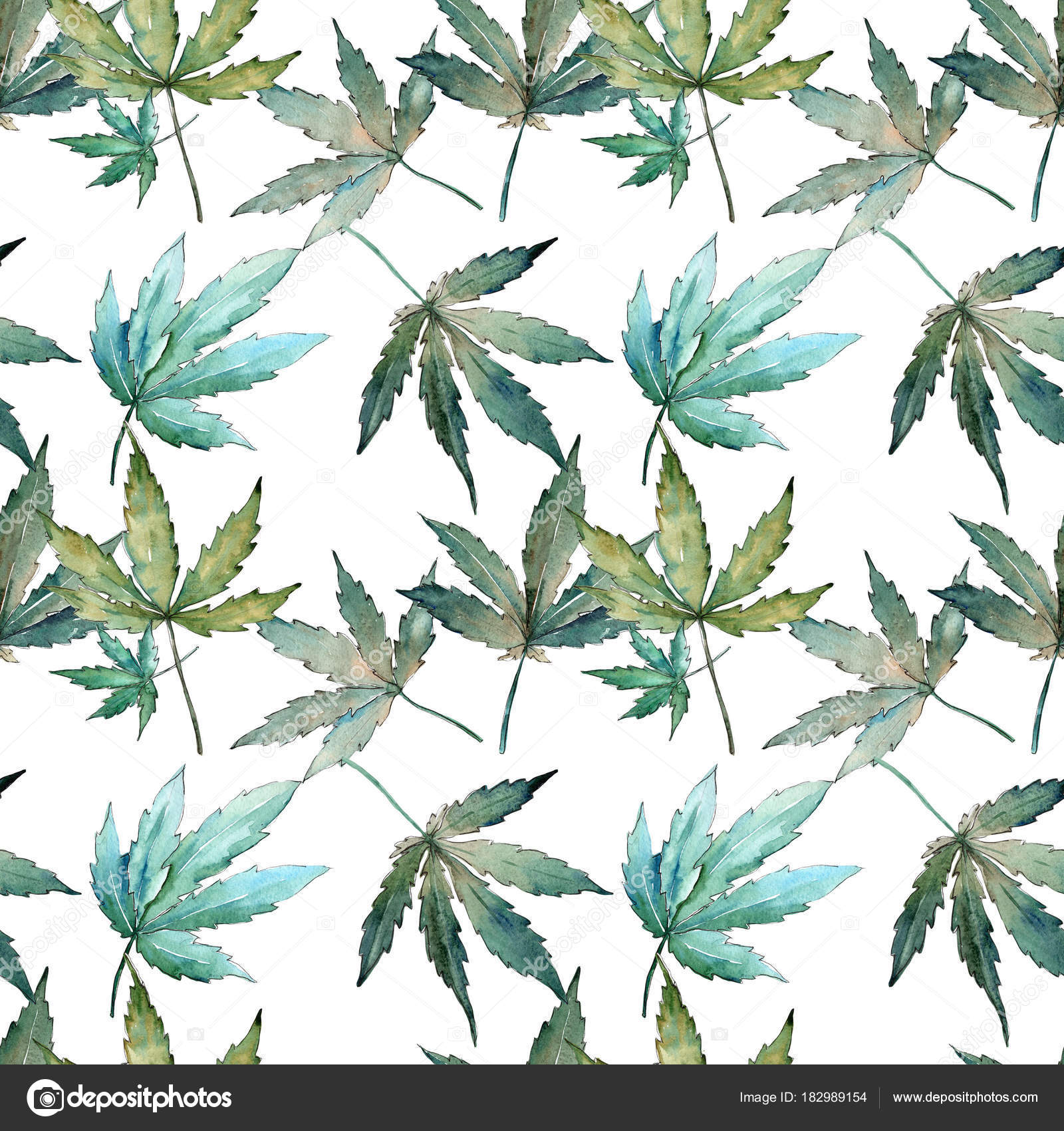 Cannabis leaves pattern in a watercolor style. — Stock Photo © MyStocks ...