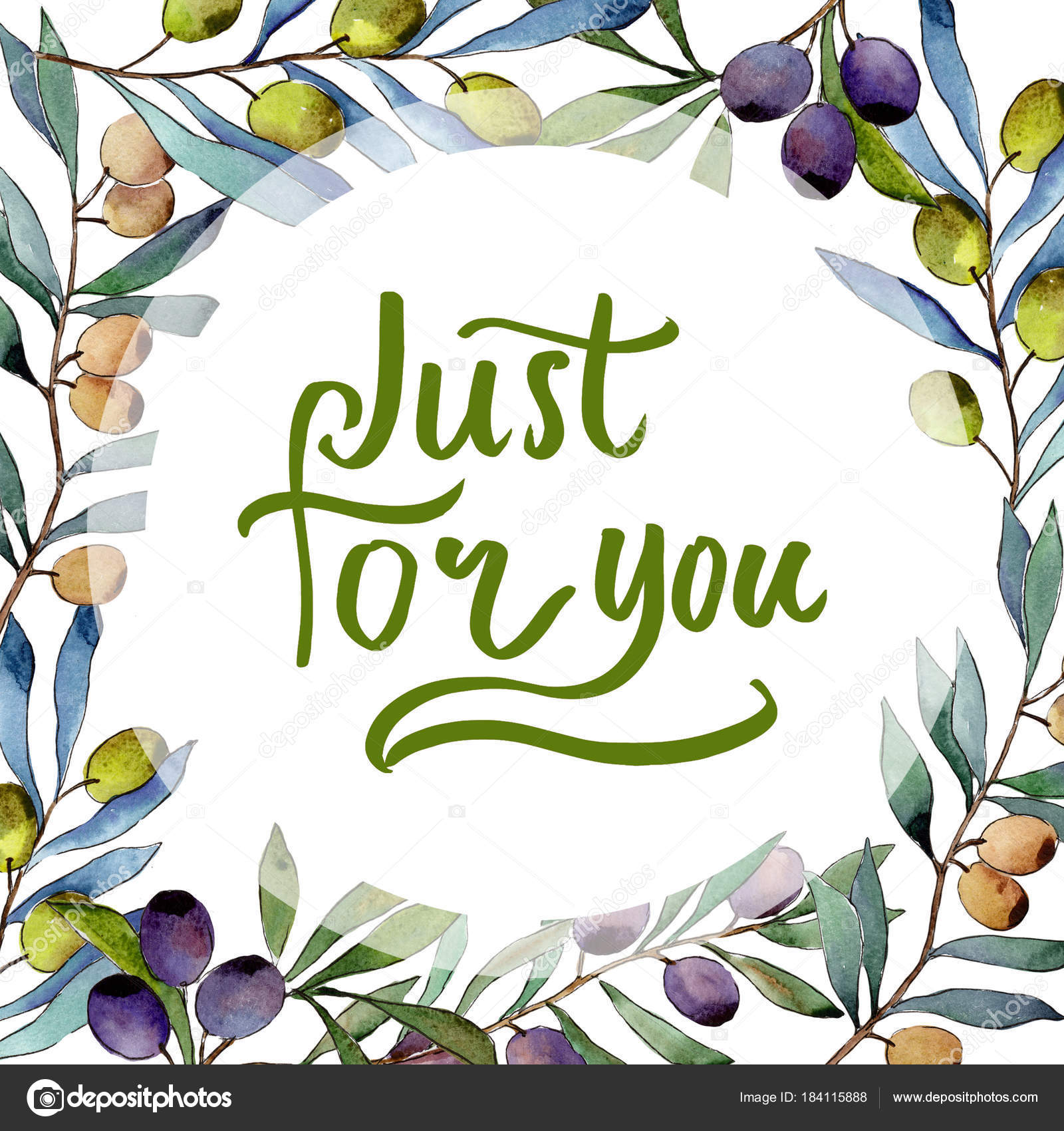 Olive tree frame in a watercolor style. — Stock Photo © MyStocks #184115888