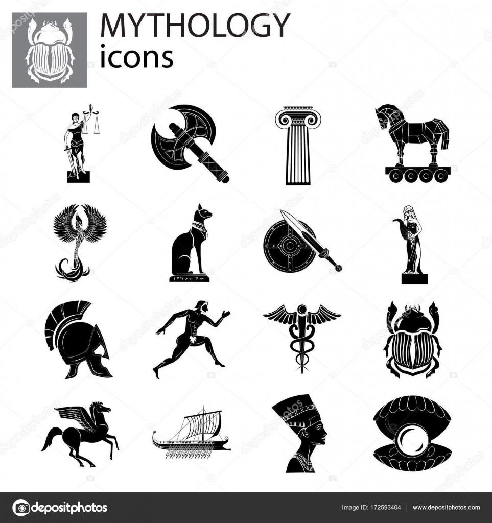 Conjunto de iconos mitológicos vector, gráfico vectorial © PPVector ...