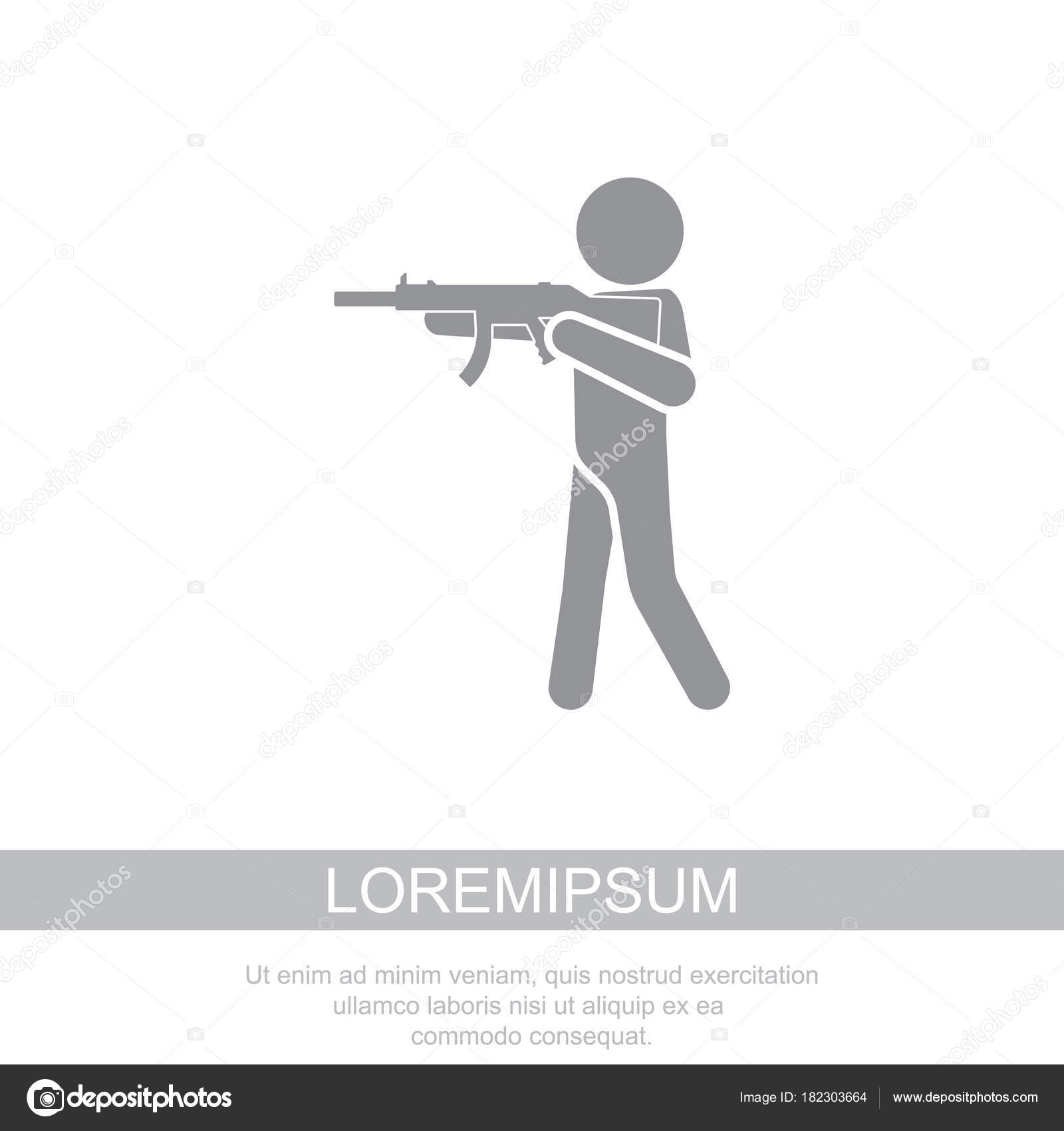 Strikeball Player Icon Gray Color Isolated White Background Stock ...