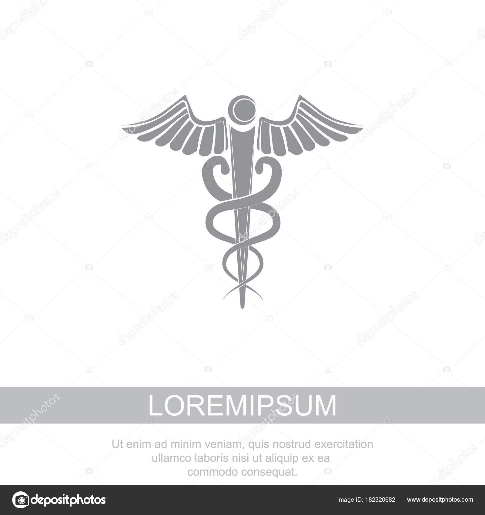 Caduceus Icon Gray Color Isolated White Background Stock Vector Image ...