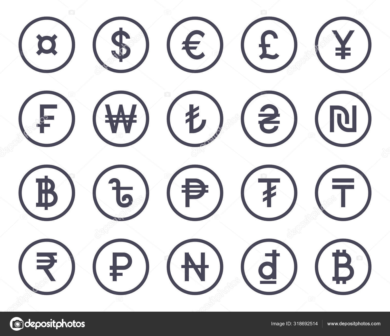 Currency symbol simple flat icons collection set Stock Vector Image by ...