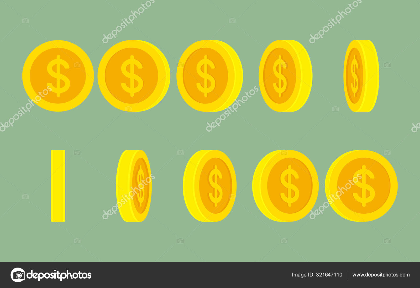Dollar coin rotating gif animation sprite sheet Stock Vector Image by ...