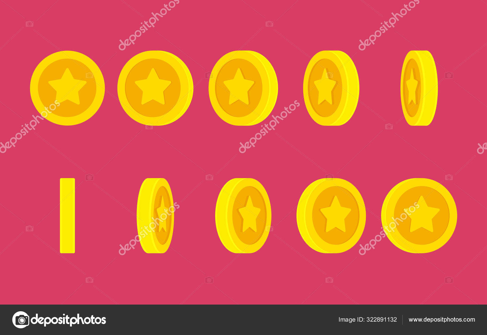 Coin with Star rotating animation sprite sheet Stock Vector by ©Eloku ...