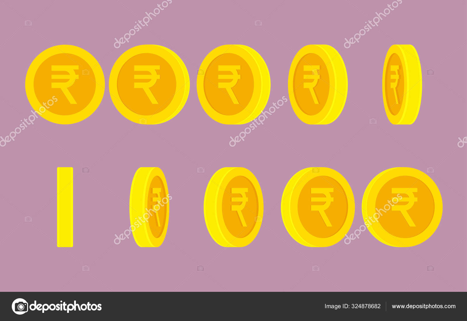 Indian Rupee coin rotating animation sprite sheet Stock Vector by ...