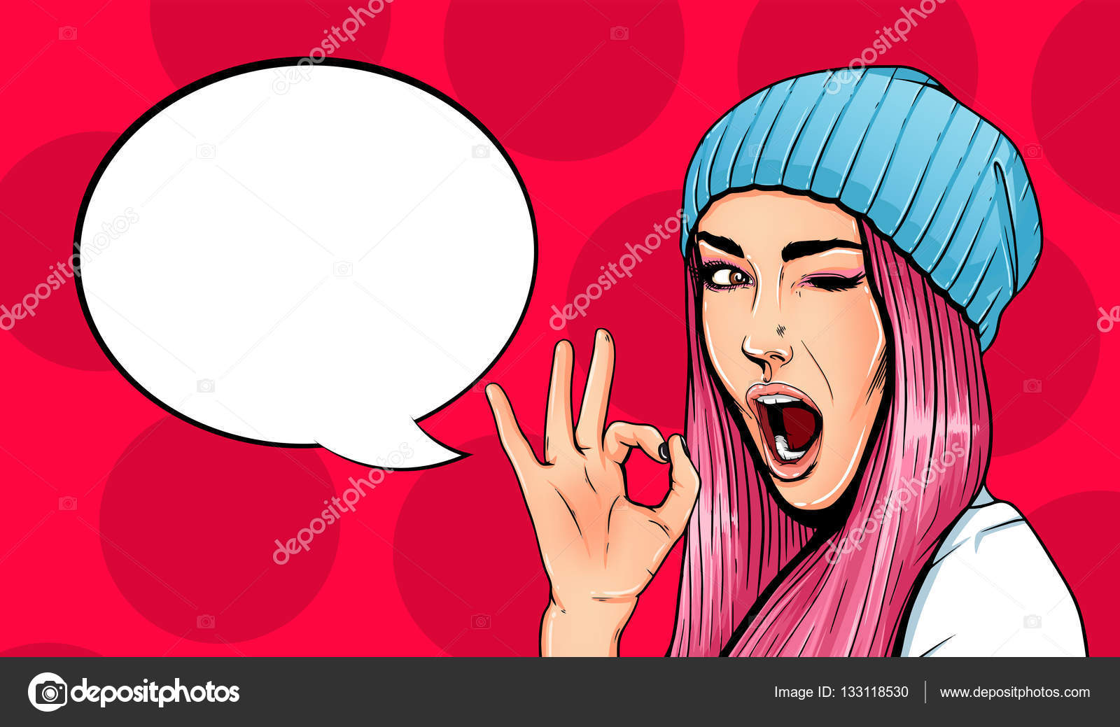 Pop Art Vintage Advertising Poster Comic Girl With Speech Bubble