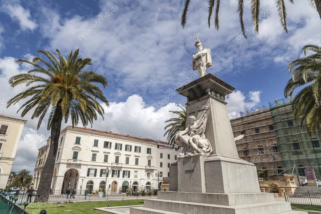 City view, square, Piazza Italia in Sassari, Sardinia, Italy. – Stock ...