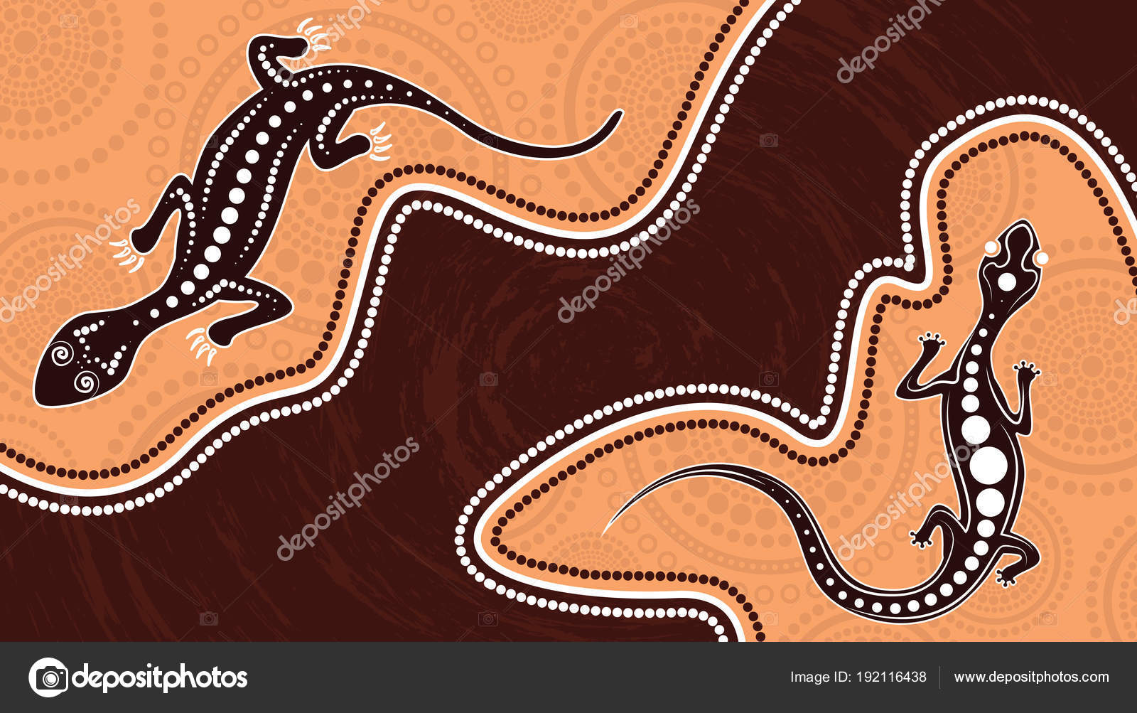Lizard Vector Aboriginal Art Background Lizard Landscape Illustration ...