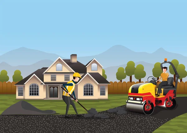 Vektor Pembangunan Jalan Proses Pembangunan Jalan Baru Rol Jalan ...