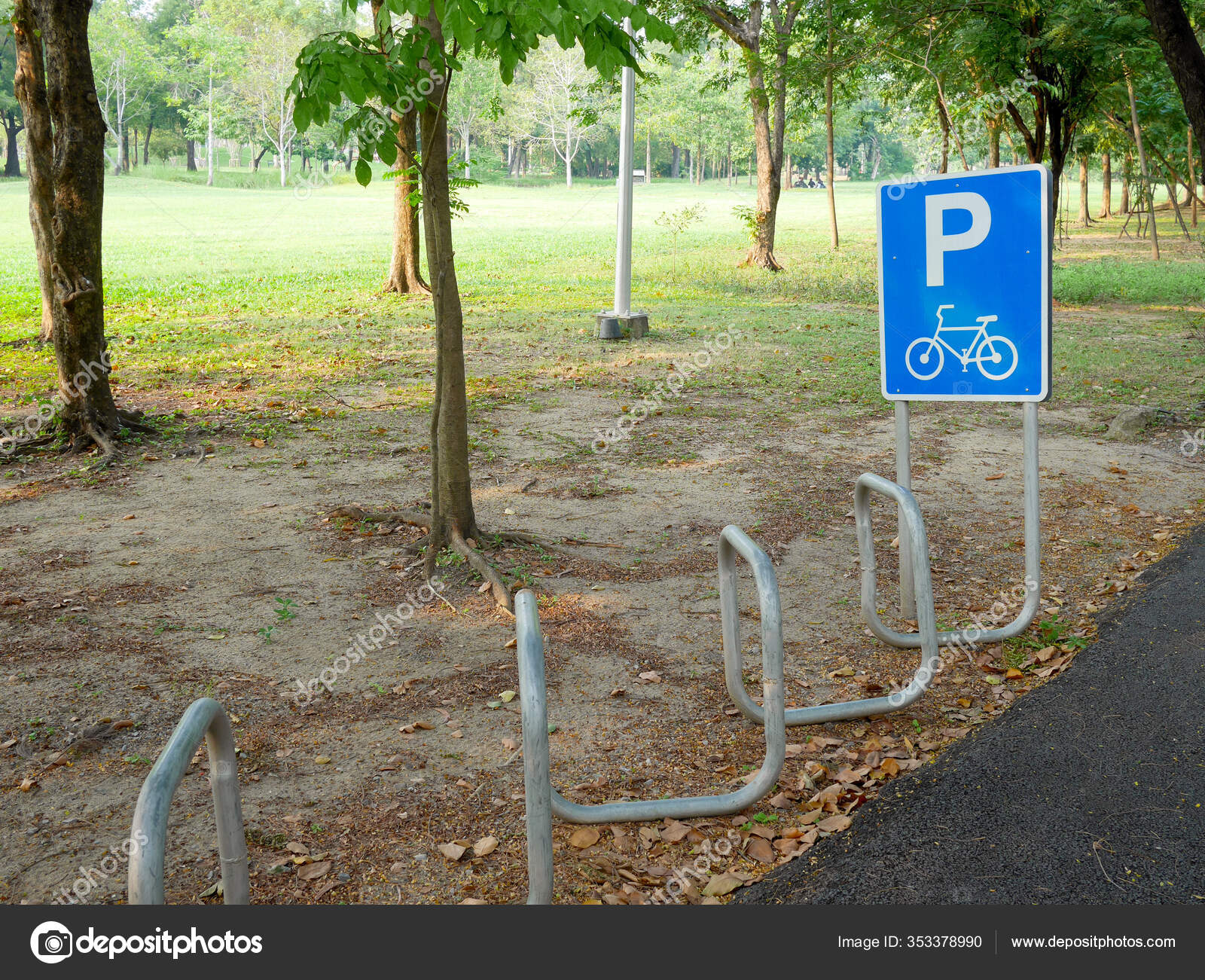 Bicycle Parking Sign Rack Park Stock Photo by ©p_saranya 353378990