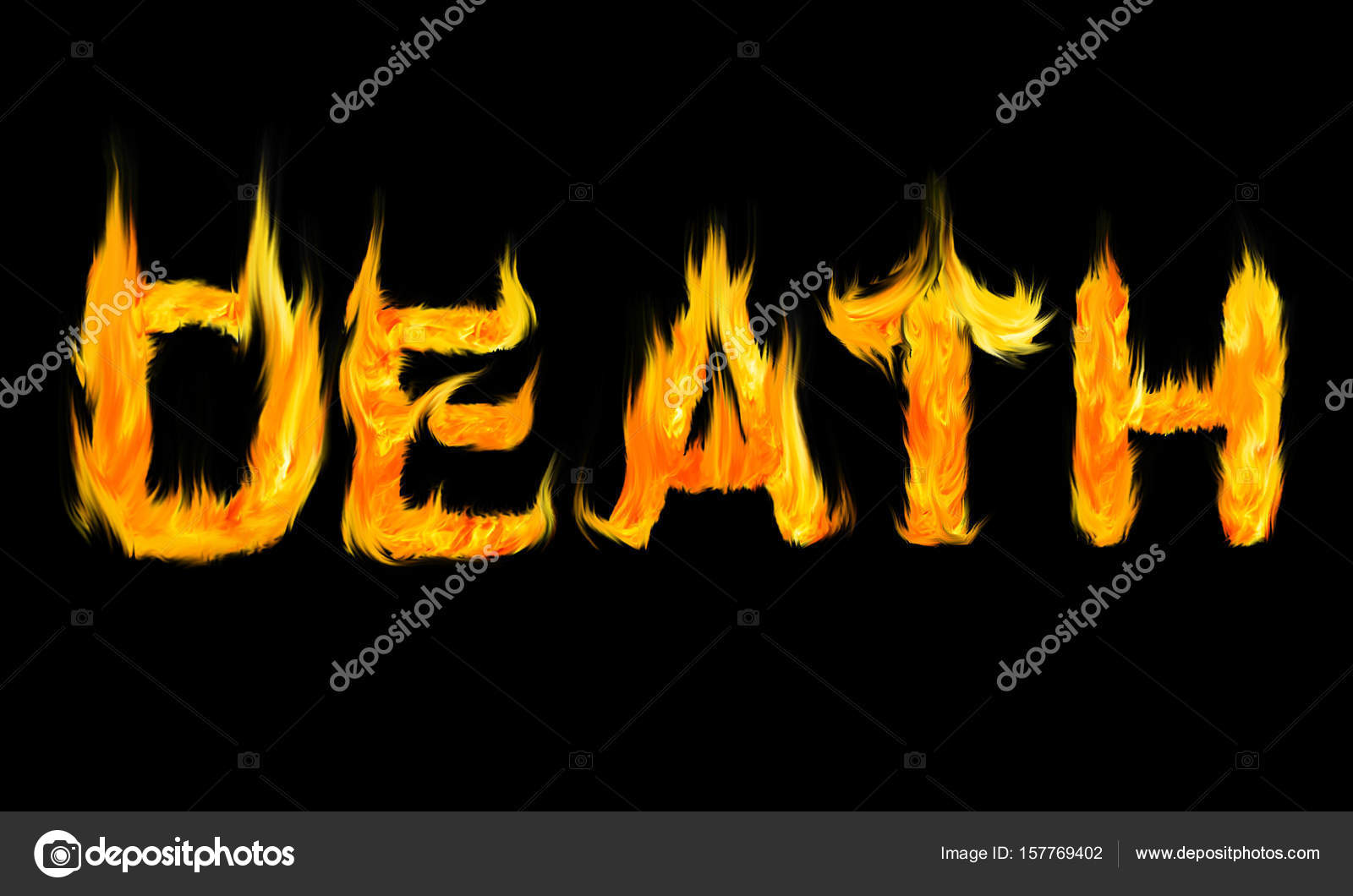 The word Death written with letters made from fire — Stock Photo ...