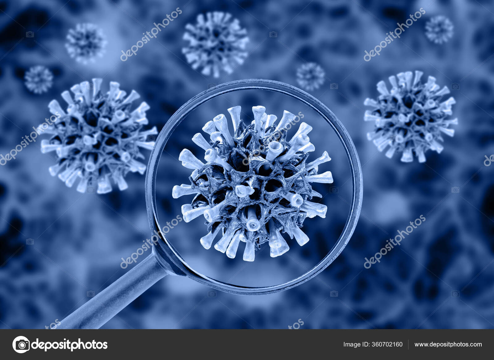 Virus Cell View Magnifying Glass Coronavirus Concept Stock Photo by ...