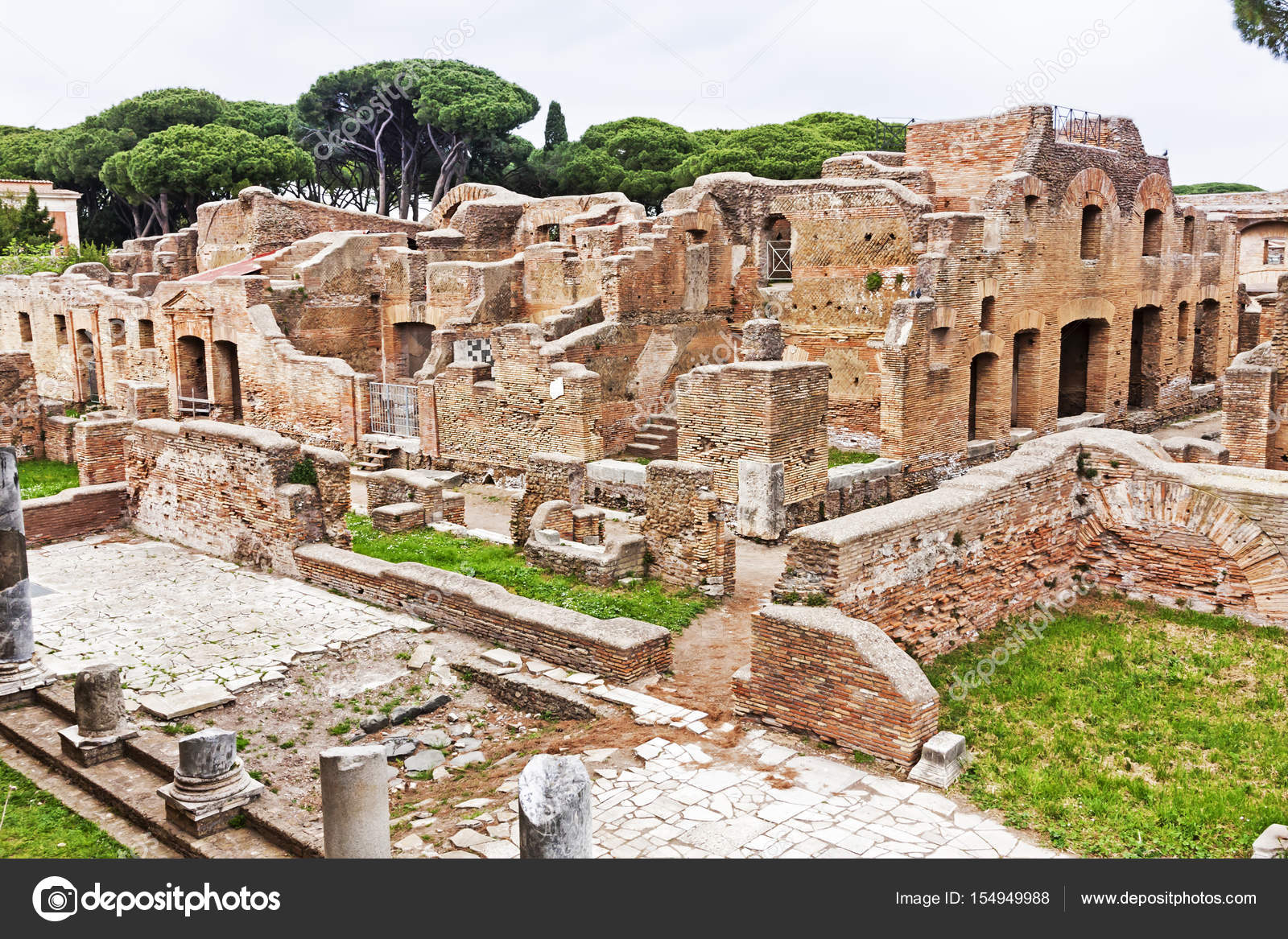 Archaeological Roman site landscape in Ostia Antica - Rome - Ita Stock ...