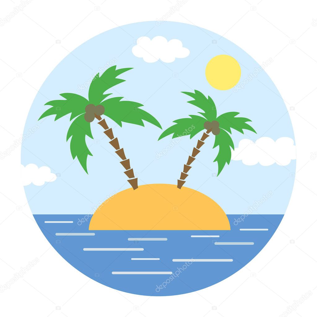 Island icon with palms and sun. — Stock Vector © oldmillionka.gmail.com ...