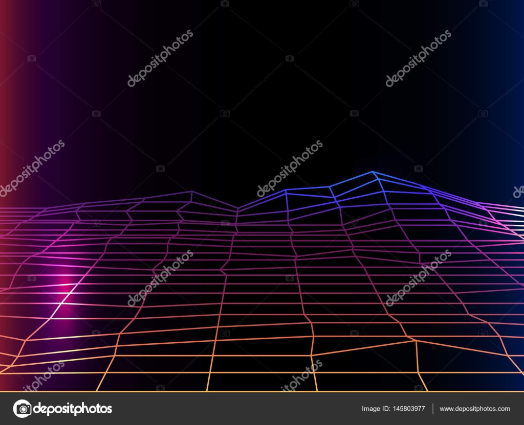 Synth pop light grid background. Vector Retro background 80s. Stock ...