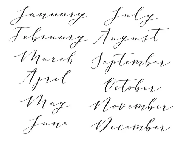 Months of calligraphy imágenes de stock de arte vectorial | Depositphotos