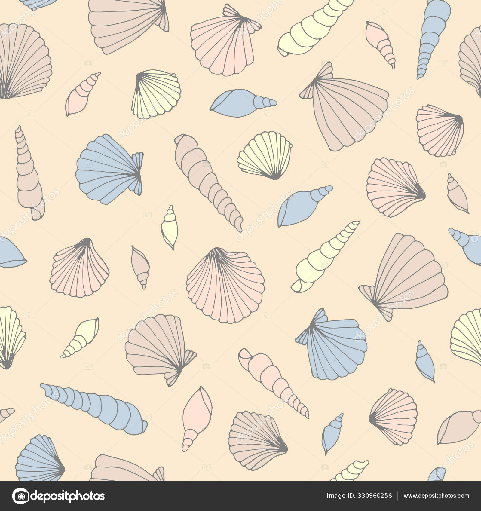 Seashell seamless pattern. Stock Vector by ©bantiqvision 330960256