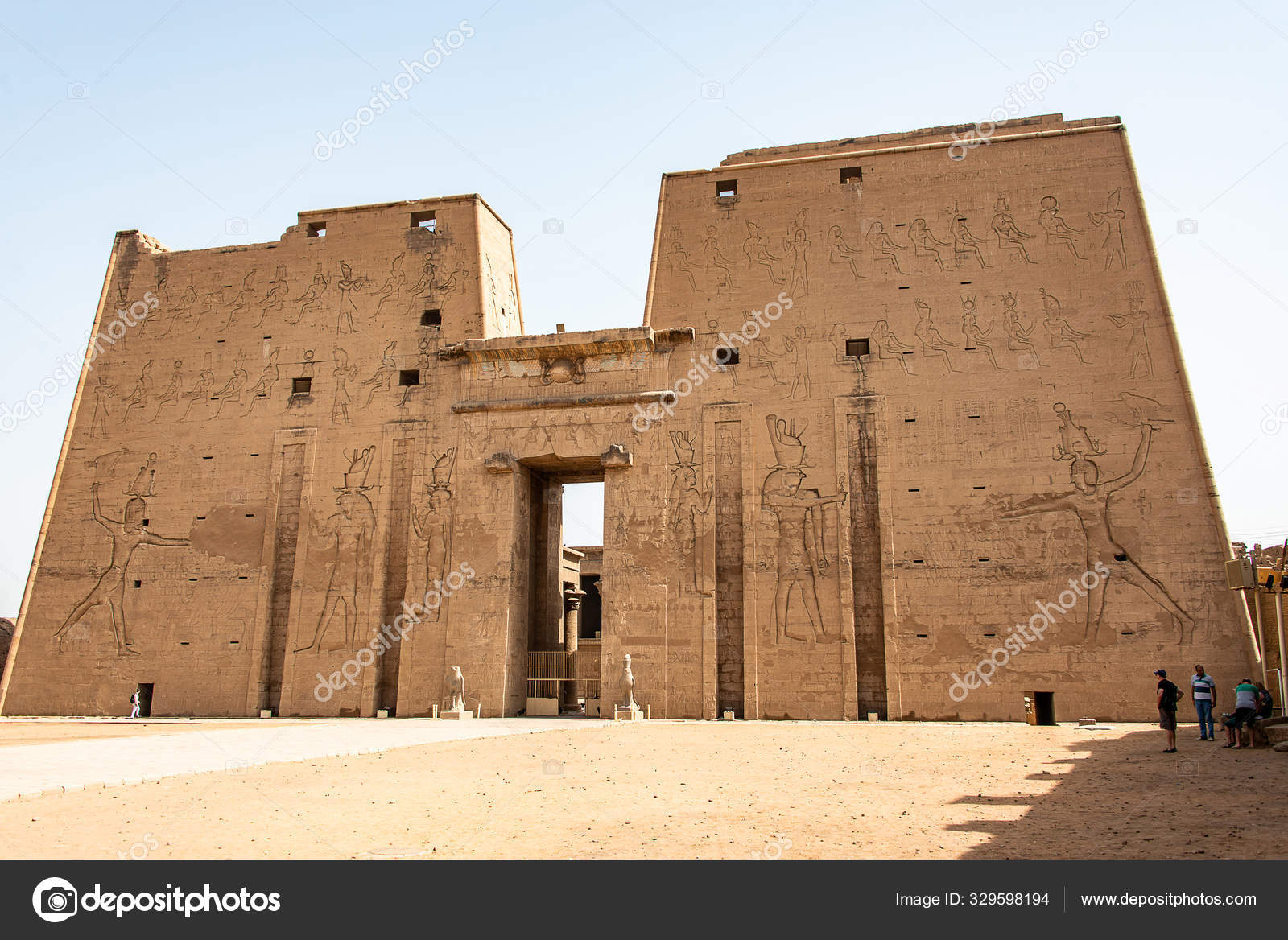 Ancient egyptian architecture ruins. hieroglyphs and columns of the ...