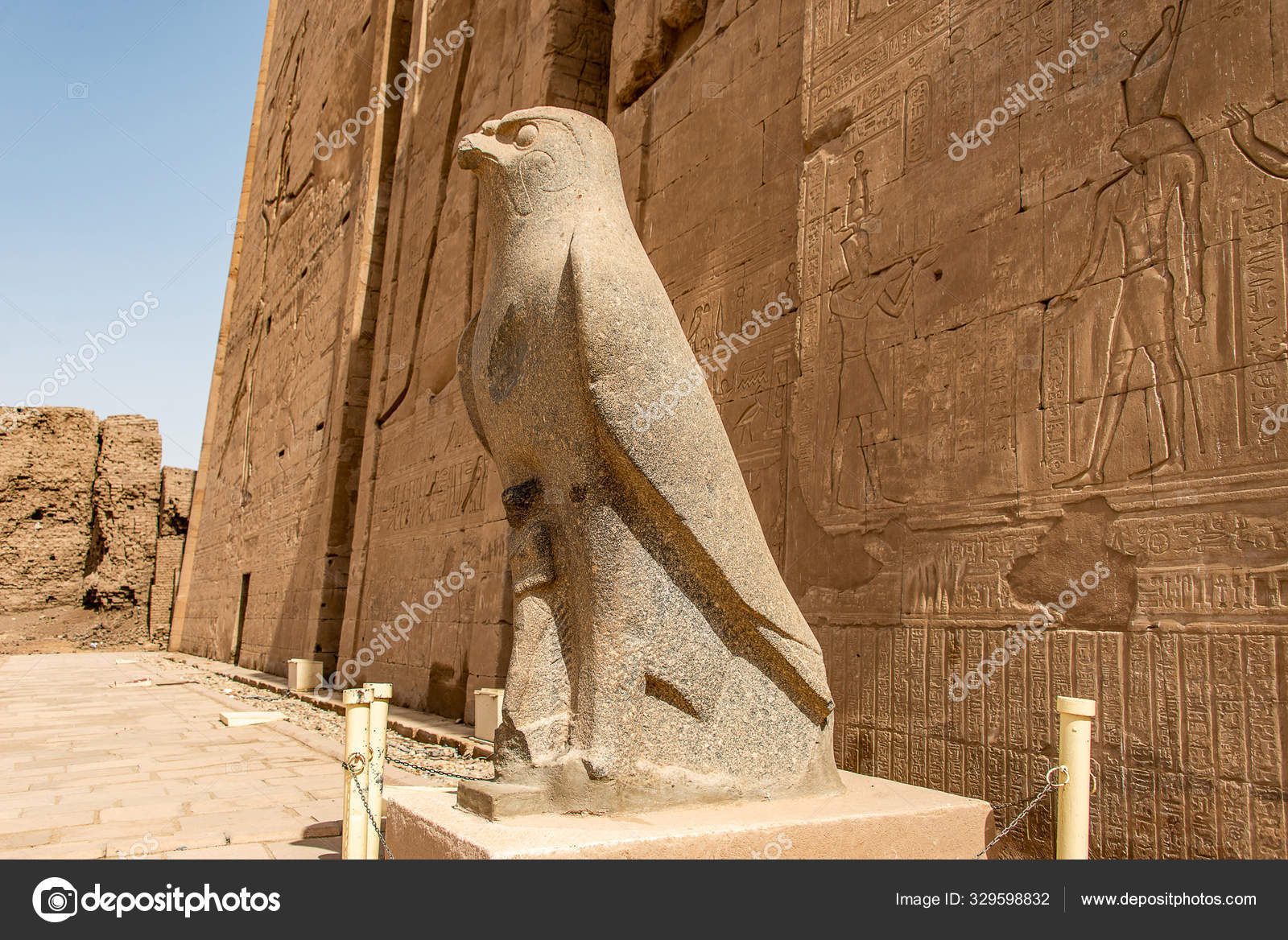 Ancient egyptian architecture ruins. hieroglyphs and columns of the ...
