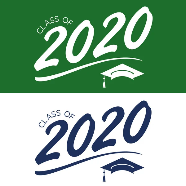 Class of 2020 with Graduation Cap. Flat simple design on white ...