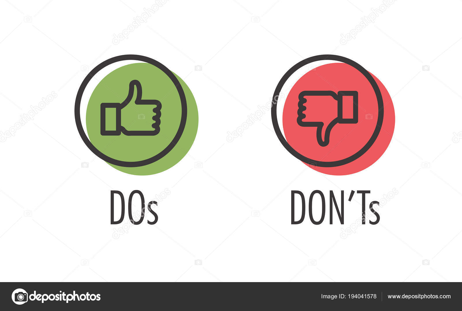 Do and Don't or Like and Unlike Icons w Positive and Negative Sy Stock ...