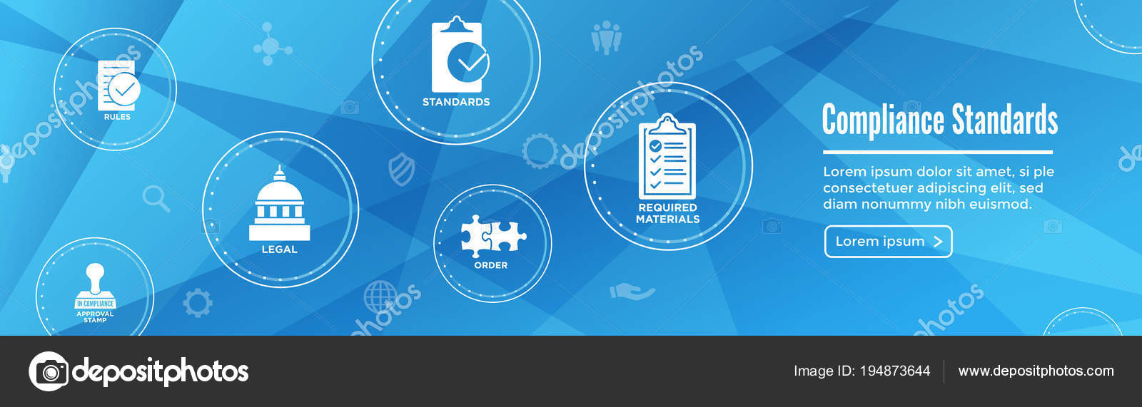 In compliance web banner - icon set that shows a company passed Stock ...