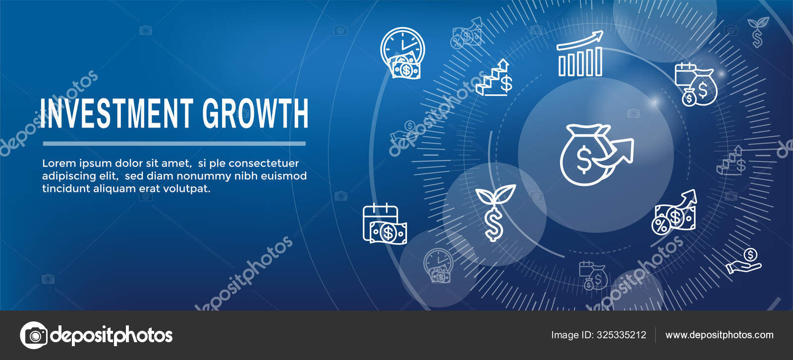 Set Ikon Pertumbuhan, Investasi, dan Simbol Dolar, dll Vektor Stok oleh ...