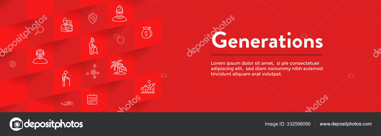 Generations and Aging Web Header Banner and Icon Set Stock Vector by ...