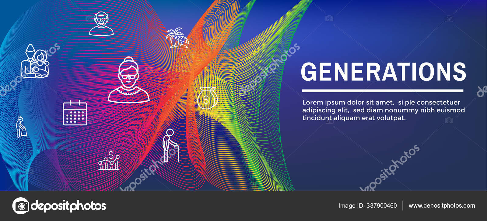 Generations and Aging Web Header Banner and Icon Set Stock Vector by ...