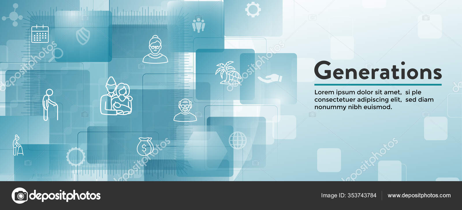 Generations Aging Web Header Banner Icon Set Stock Vector Image by ...