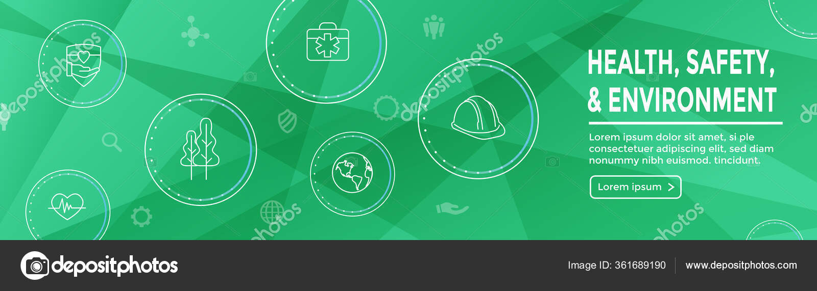 Health Safety Environment Icon Set Web Header Banne Stock Vector Image ...