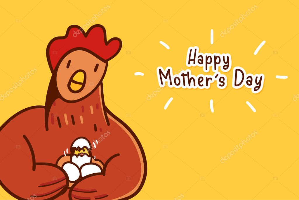 Chicken mam abrazando el pollo de beb en huevos. Feliz ilustraci n vectorial de la caricatura de ...