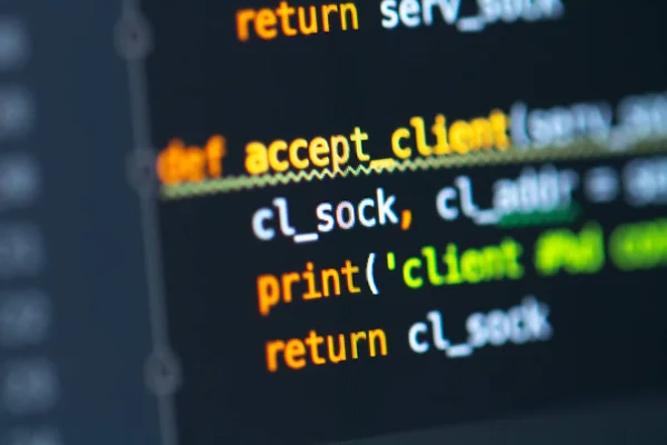 Software developer programming code on the screen of computer di - Stock Image - Everypixel