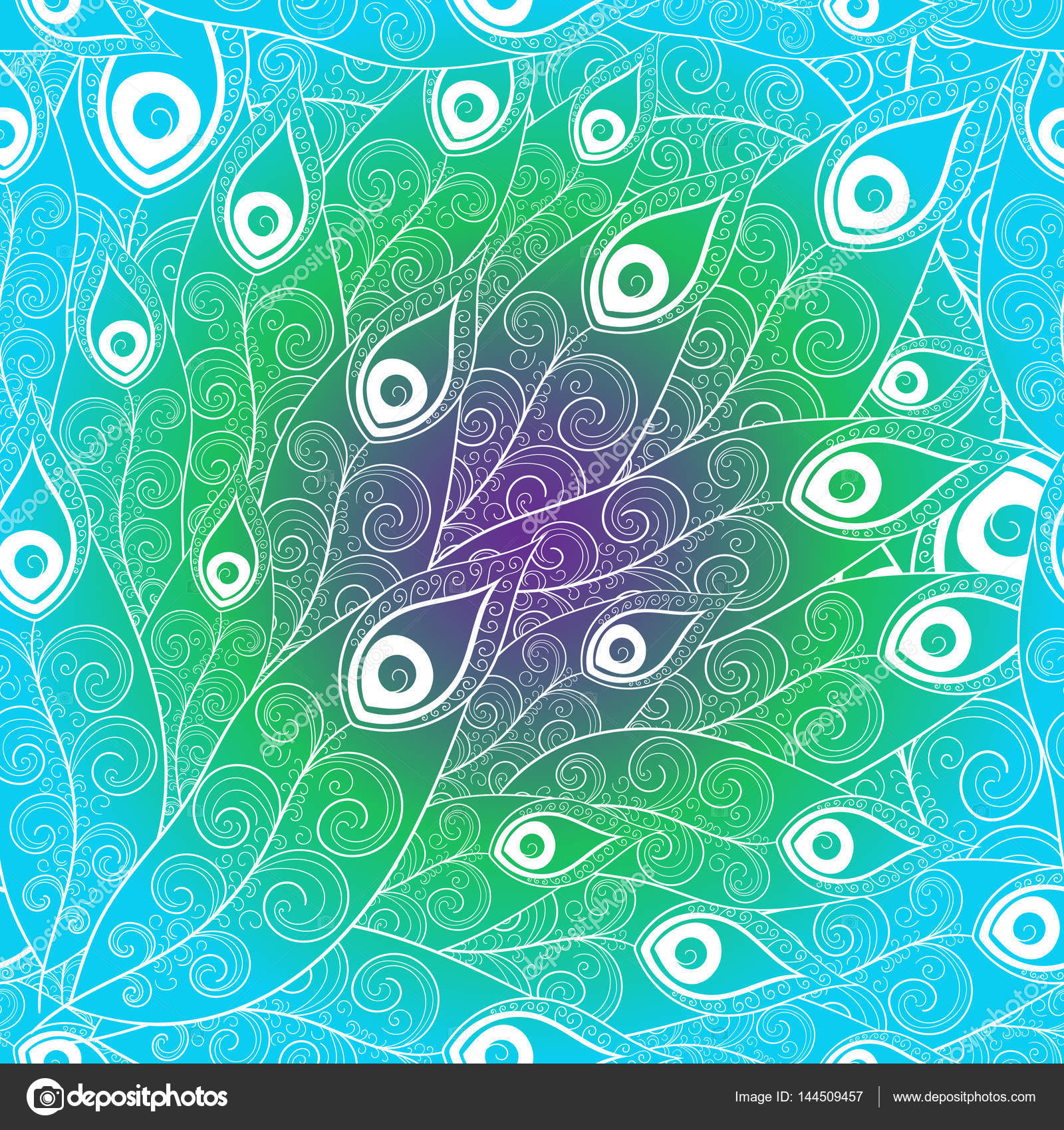 Vector: peacock motifs | Peacock feather pattern vector seamless ...